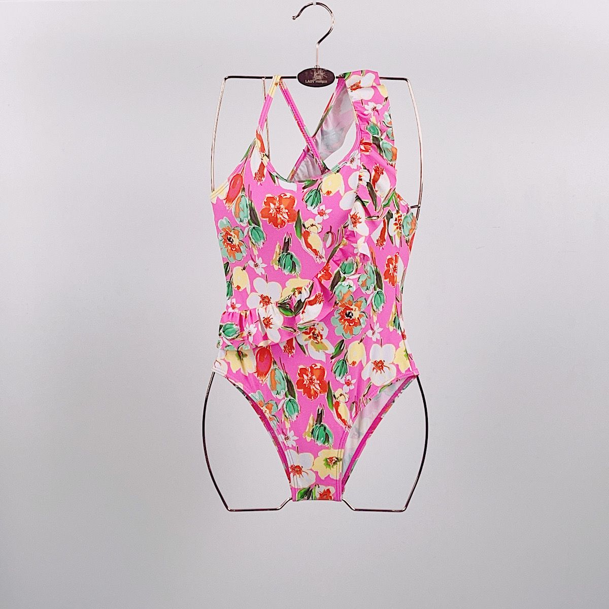 Set Of 3 Tropical Floral Asymmetric Swimsuits 8 16